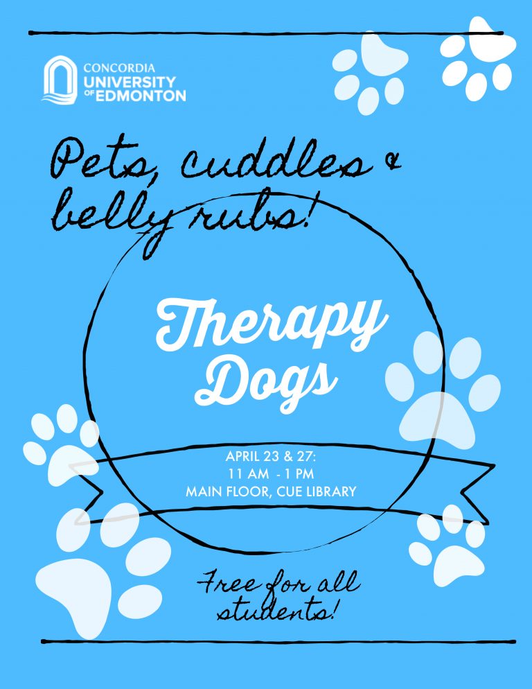 Therapy Dogs in the Library April 23 & 27 - Concordia University of ...