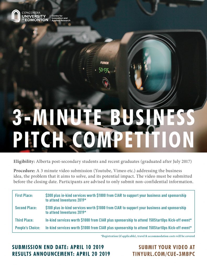 3-Minute Business Pitch Competition - Concordia University of Edmonton