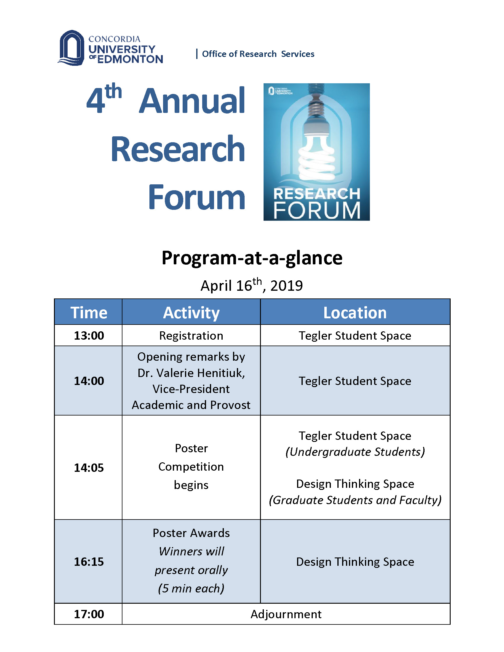TODAY! 4th Annual CUE Research Forum - Concordia University of Edmonton