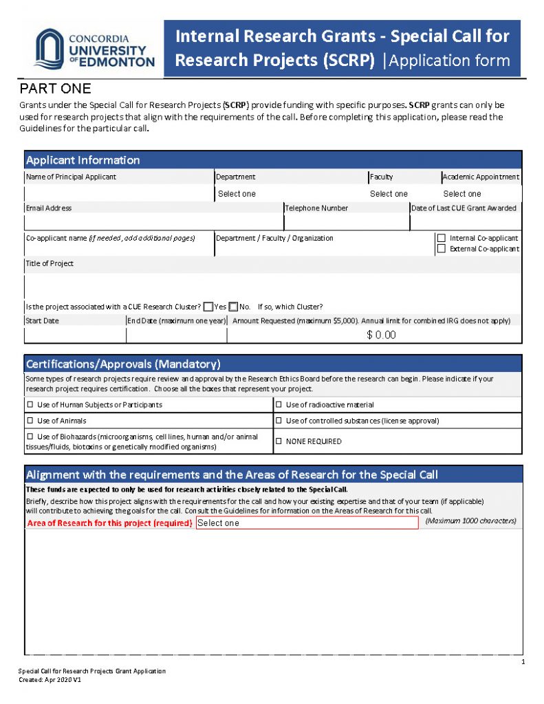 Research Grants - instructions for the New PDF Forms - Concordia ...