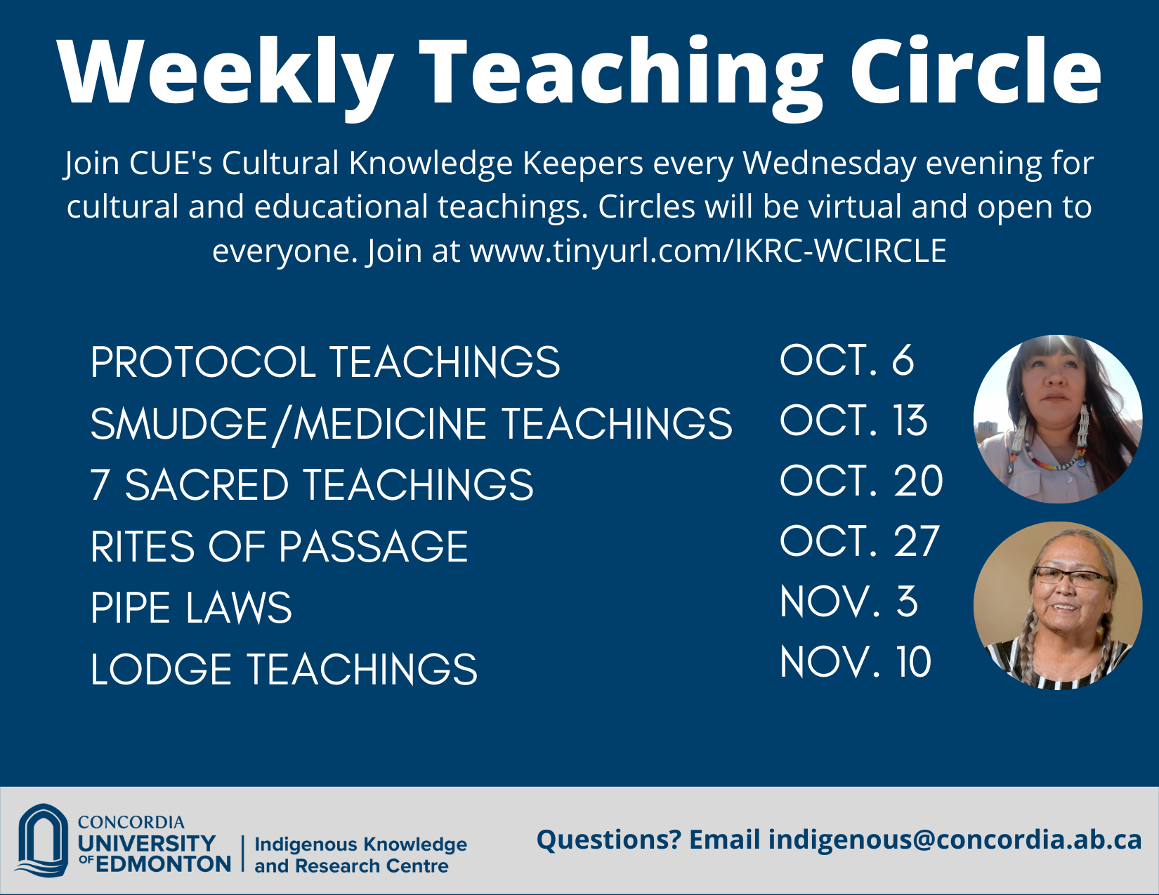 Weekly Teaching Circles with CUE Cultural Knowledge Keepers - Concordia University of Edmonton