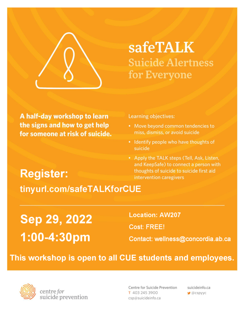 Free safeTALK training for CUE community. Register today! - Concordia ...